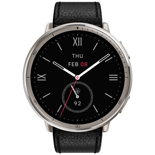 Amazfit Active 2 Round Zwart (Zwarte Leren Band) - Belsimpel