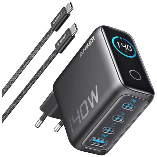 Anker USB 3-USB-C Schnellladegerät 140W Grau + Kabel - Gomibo.de