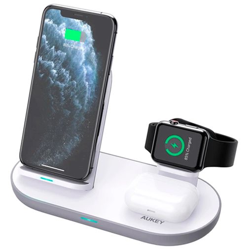 Aukey Aircore 3-in-1 Kabelloses Schnellladegerät 10W Weiß - Gomibo.ch