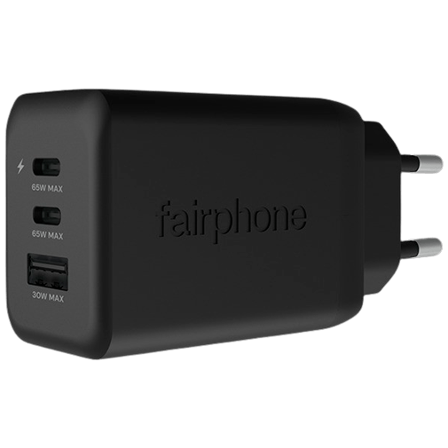 Fairphone Dual USB-C + USB Snellader 65W Zwart - Belsimpel