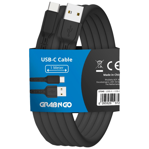 Grab 'N Go USB - USB-C Cable 1 Metre Black - Gomibo.ie